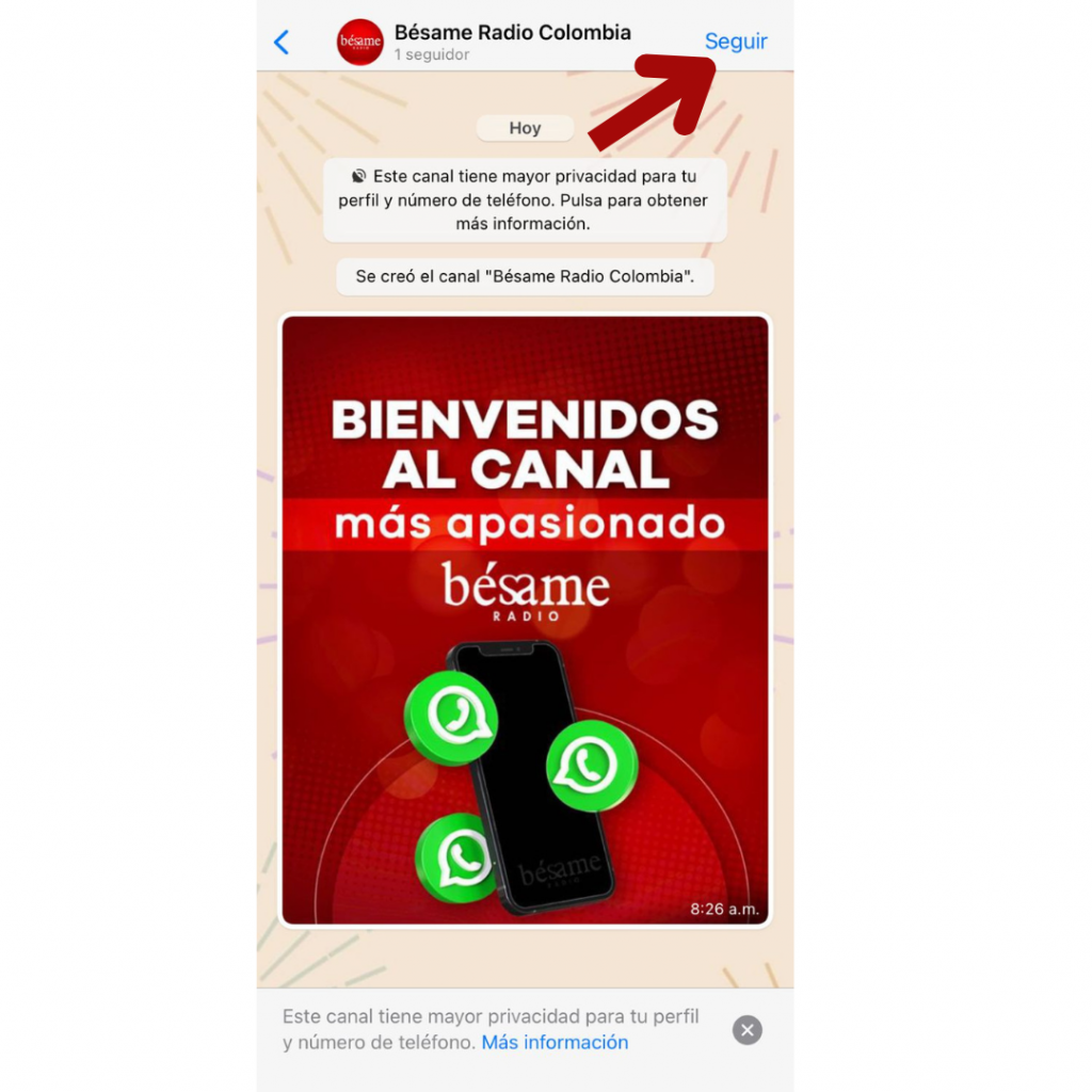 Así puedes seguir el canal de WhatsApp de Bésame